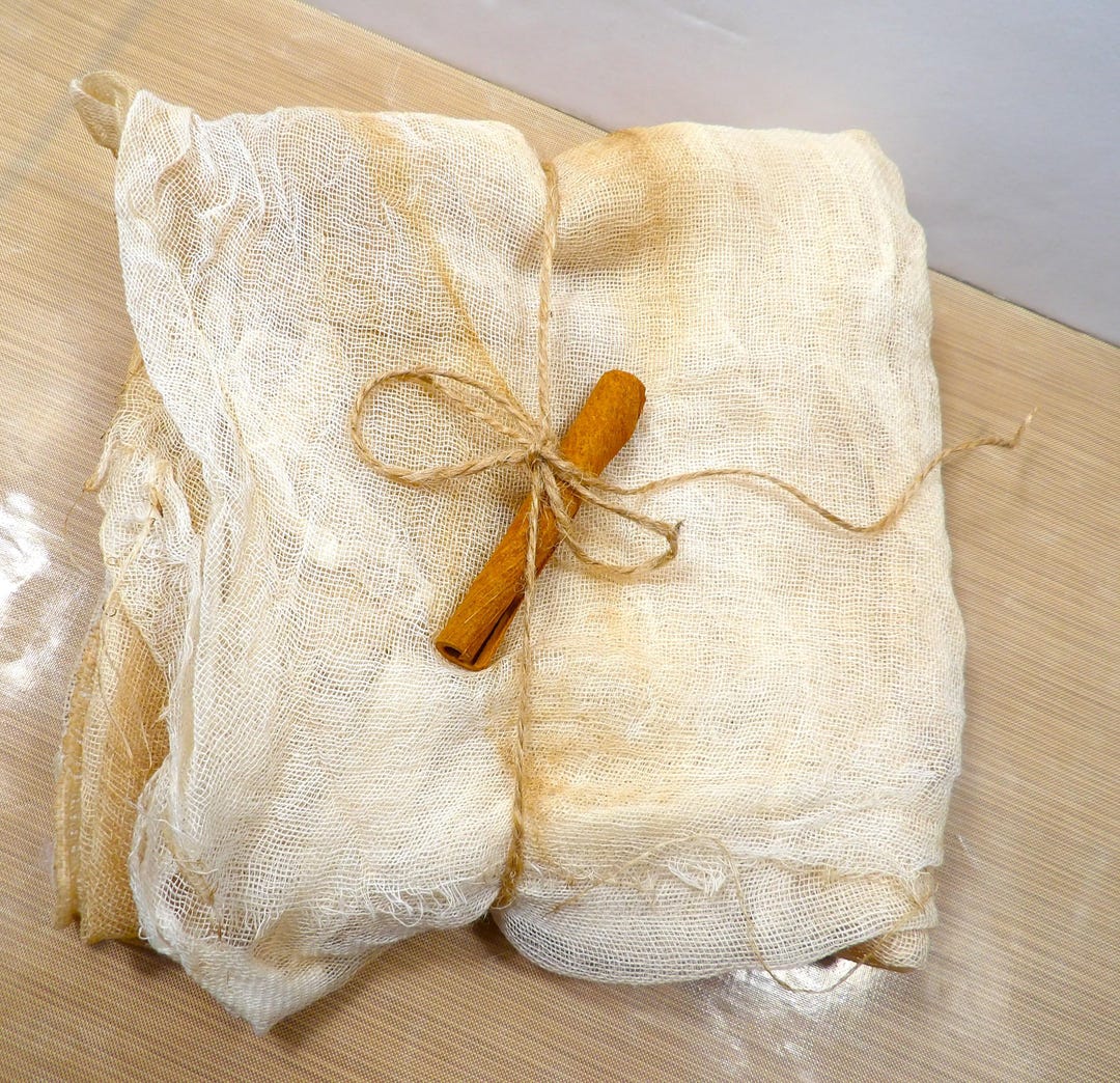 Cinnamon Coffee Dyed Cheese Cloth Bowl Filler Wood Peg Hanger Kitchen ...