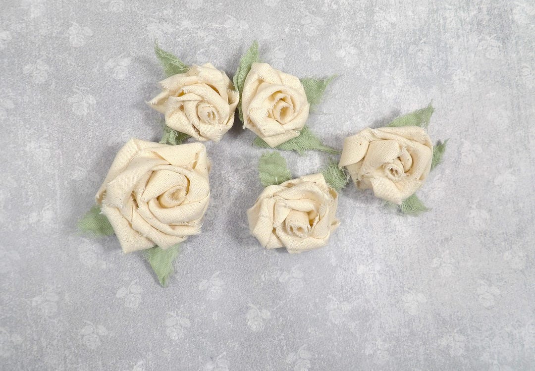 5 Hand Crafted Roses Cloth Roses Embellishments Appliques Sewing Crafts ...