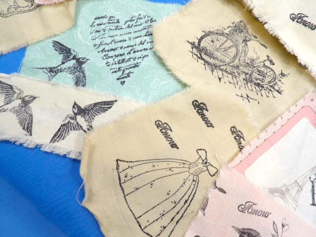 Paris Labels Tags Journal Supplies Ribbon Amour Paris Hand Ink Stamped ...