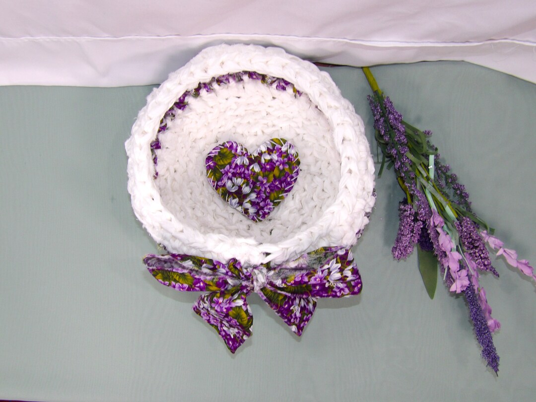 Crochet Basket Rag Basket Lilacs Breadbasket Home Decor Basket - Etsy