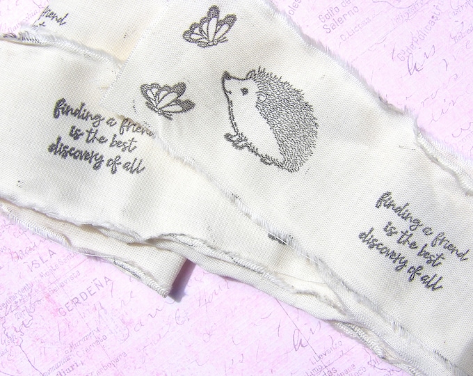 Hand Torn Ribbon Hedgehog Stamped Ribbon Finding a Friend is the Best ...