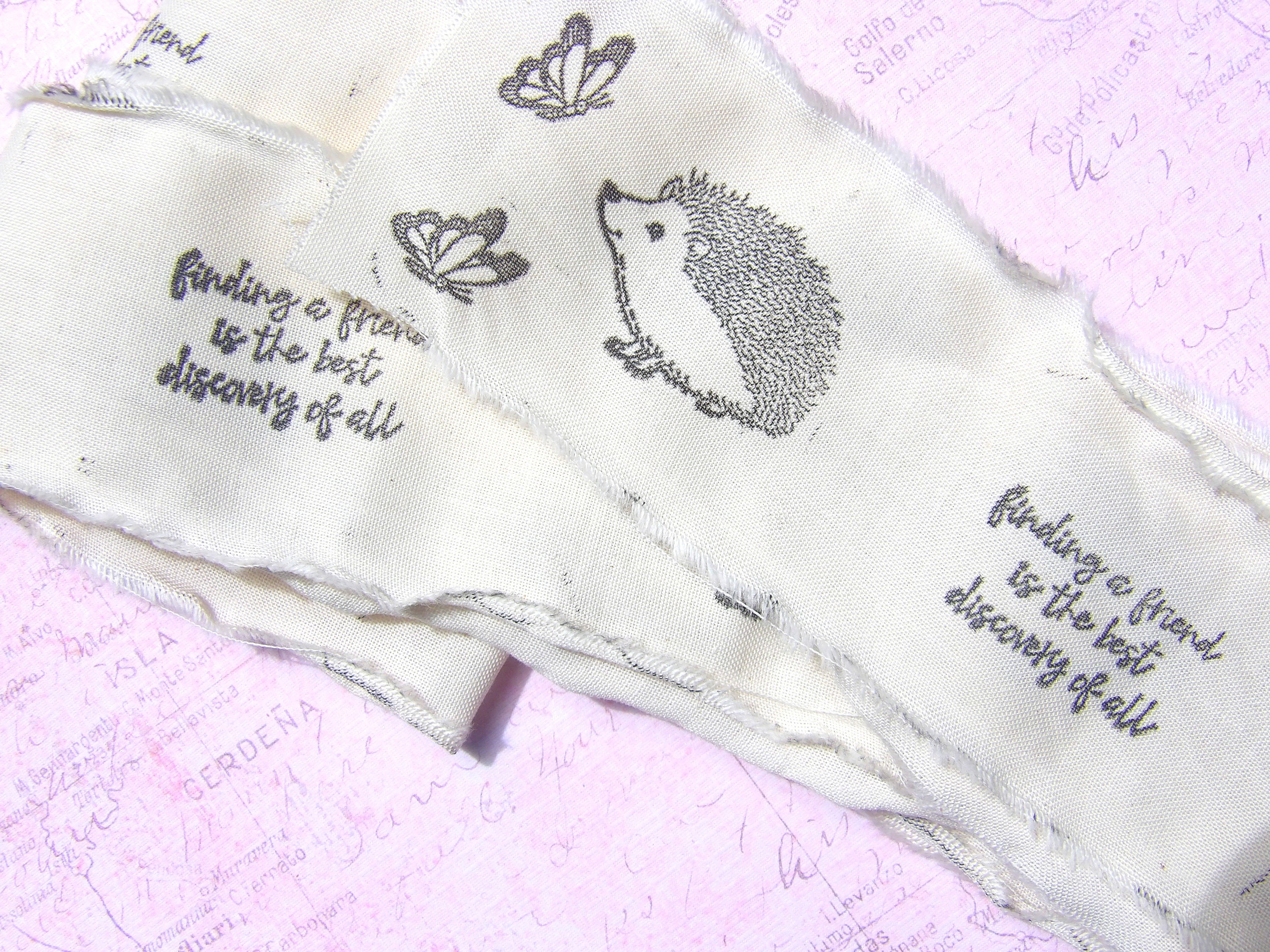 Hand Torn Ribbon Hedgehog Stamped Ribbon Finding a Friend is the Best ...