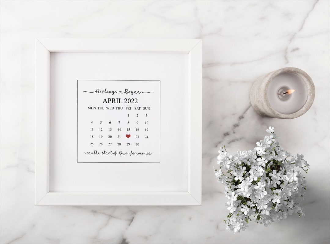 Personalised Framed Calendar Print for Weddings, Engagements ...