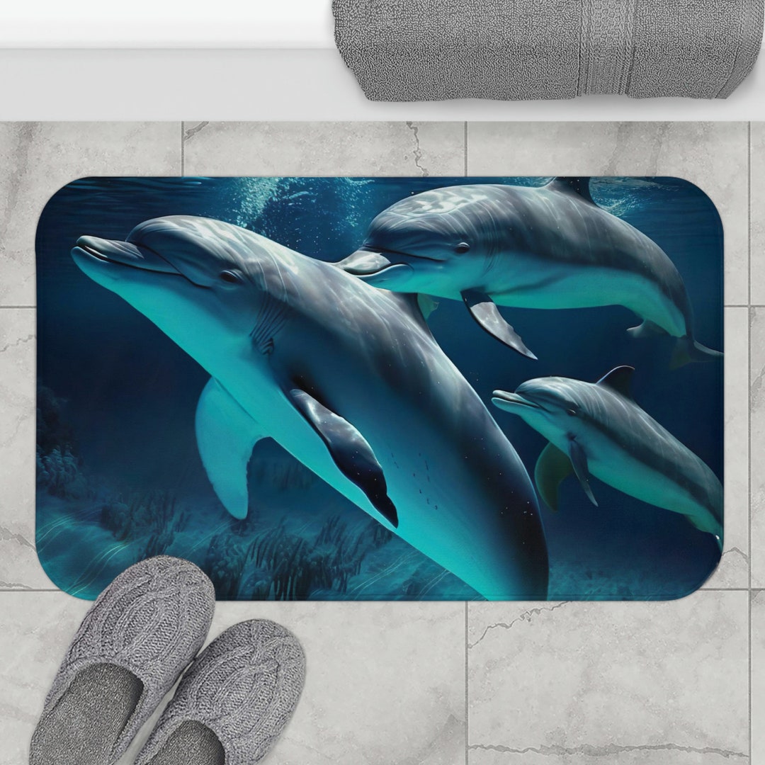 Dolphin Bath Mat for Kids Bath Mat Unique Bath Mat Bathroom Accessory ...