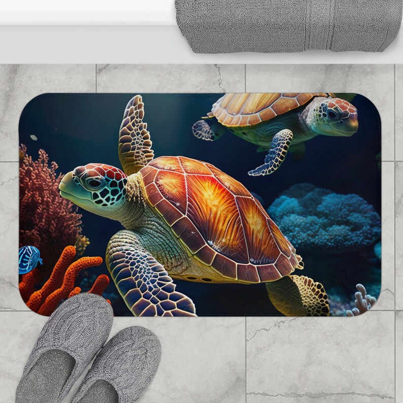Turtle Bath Mat for Kids Bath Mat Unique Bath Mat Bathroom - Etsy