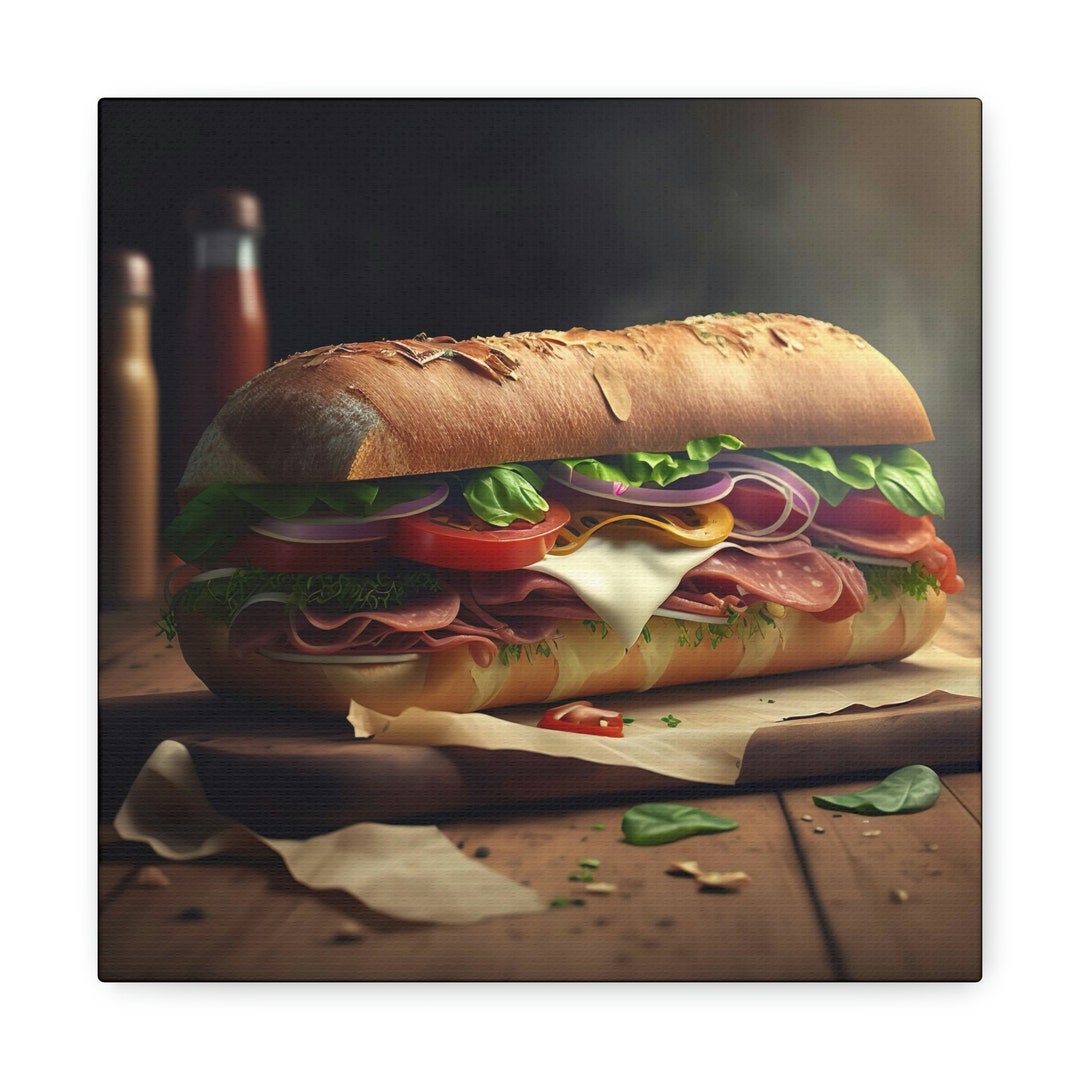Sub Sandwich Canvas Wrap Sandwich Art Funny Home Decor Design - Etsy