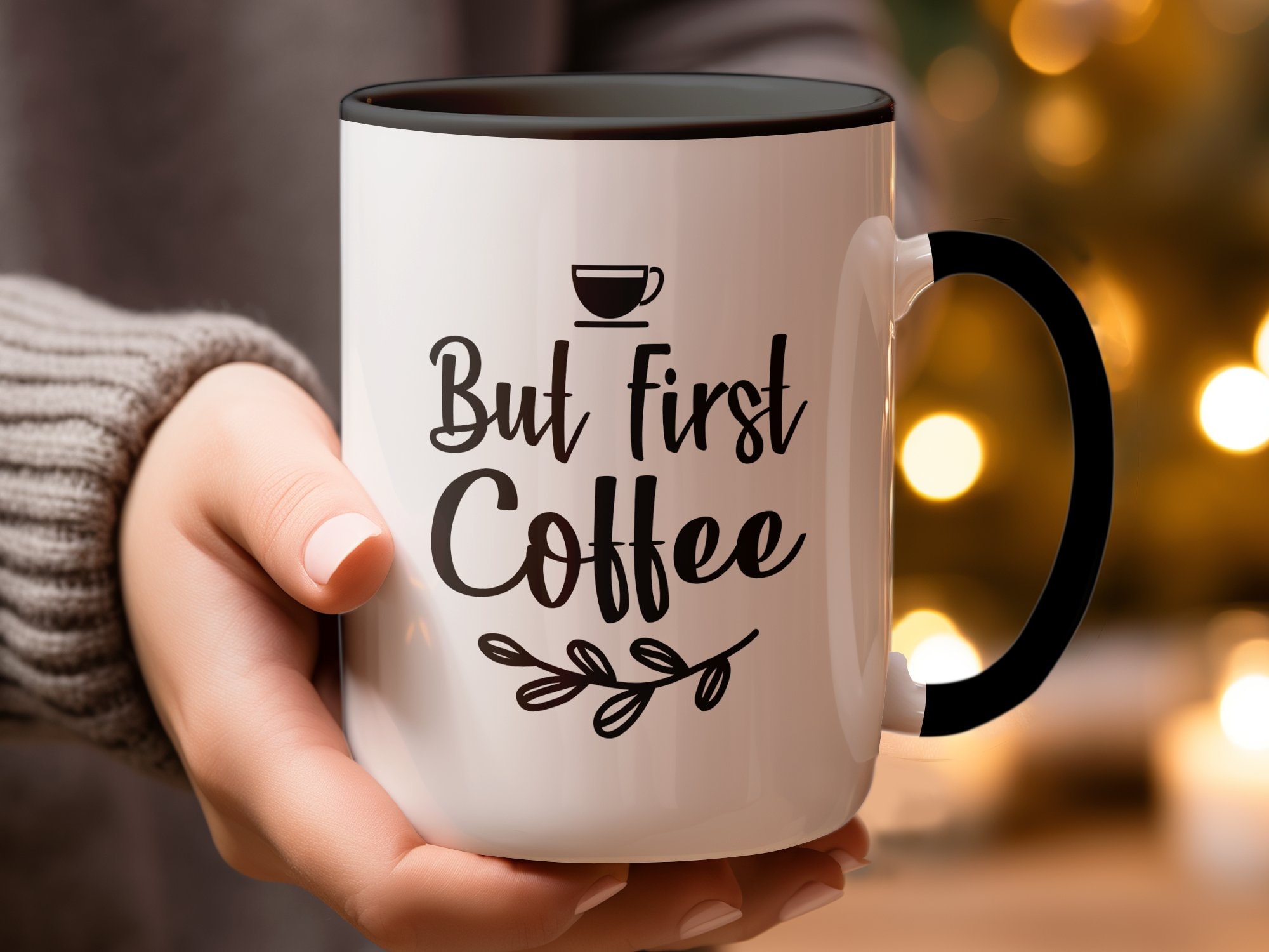 But First Coffee Mug, Black and White Minimalist Coffee Lover Gift ...