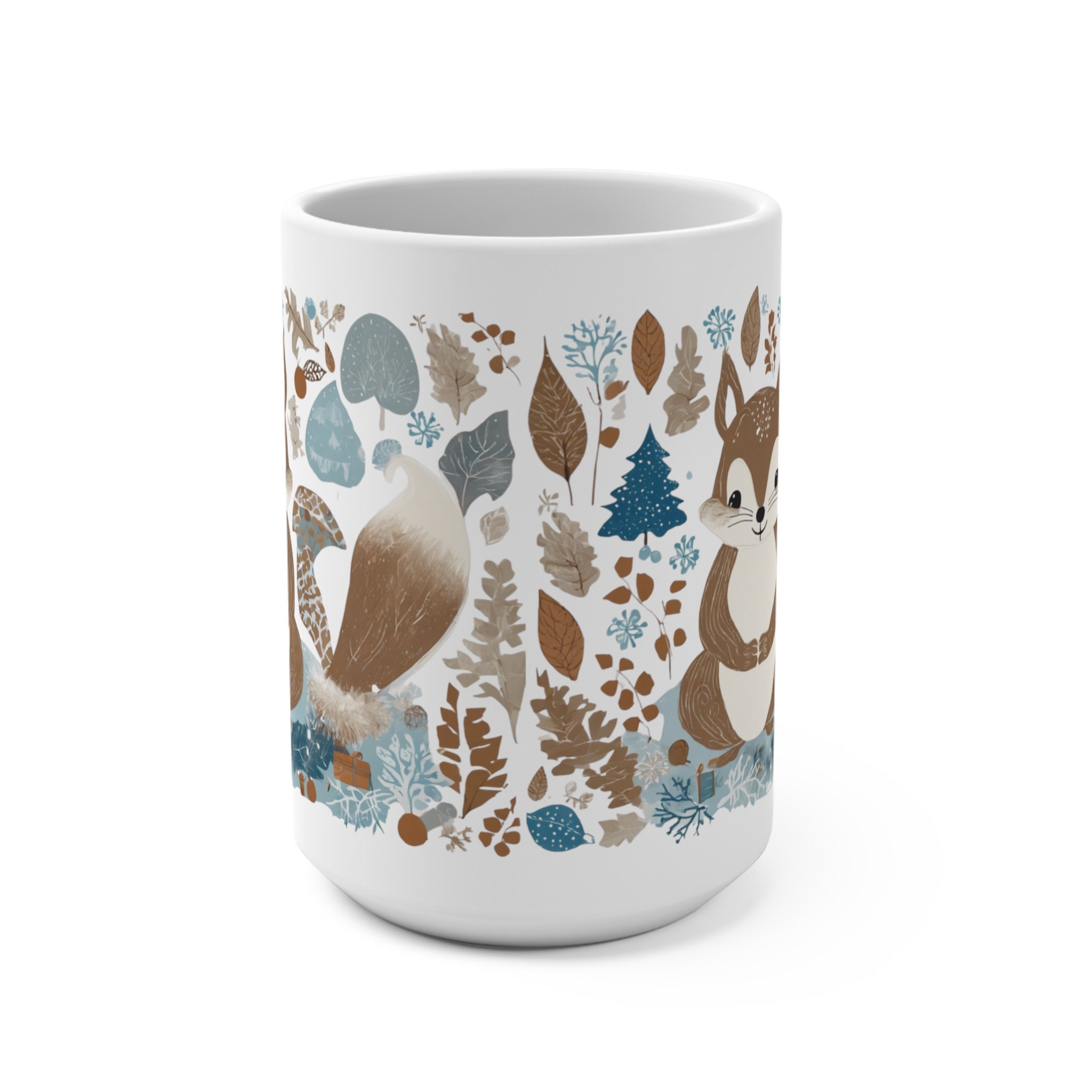 Squirrel Illustration Coffee Mug, Rustic Animal Art Cup, Woodland ...