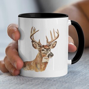 Deer Head Art Mug, Wildlife Coffee Cup, Nature Lover's Mug, Animal ...