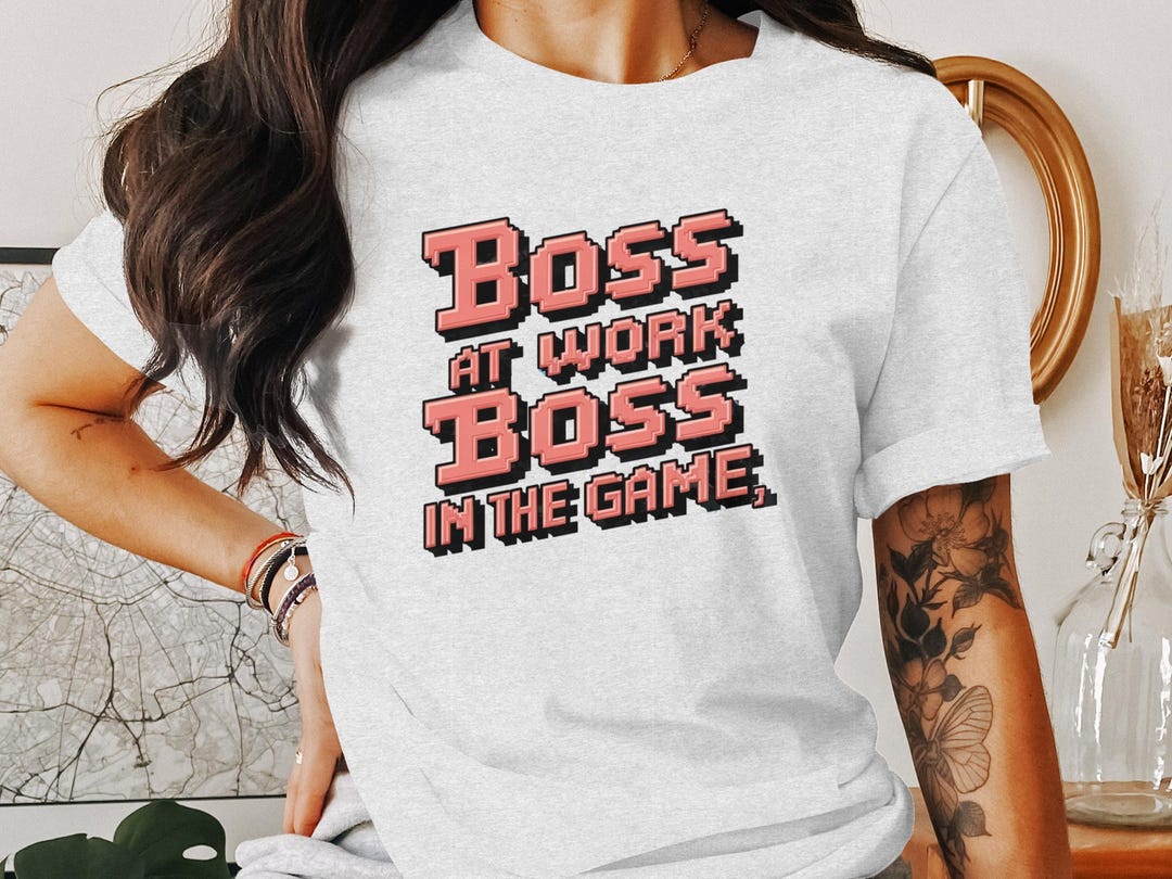 Boss at Work Boss in the Game T-shirt, Retro Gamer Graphic Tee, Funny ...