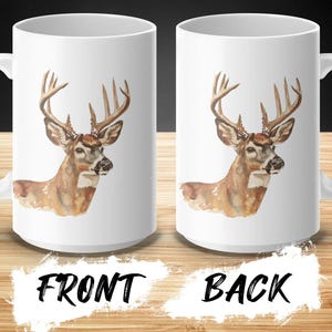 Deer Head Art Mug, Wildlife Coffee Cup, Nature Lover's Mug, Animal ...