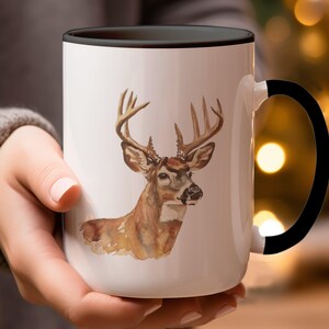 Deer Head Art Mug, Wildlife Coffee Cup, Nature Lover's Mug, Animal ...