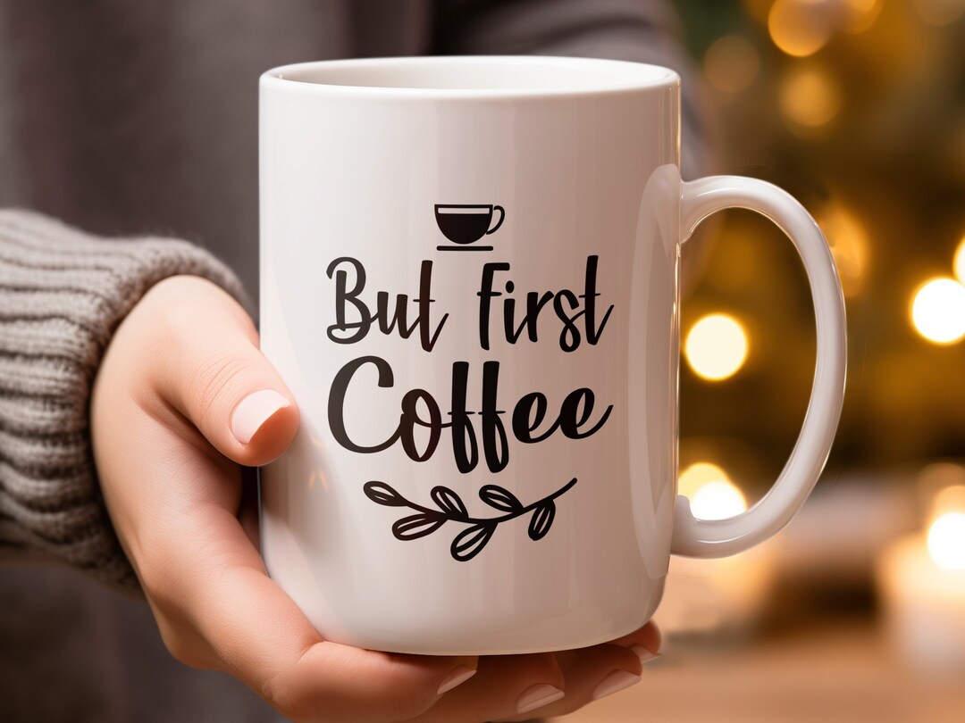 But First Coffee Mug, Black and White Minimalist Coffee Lover Gift ...