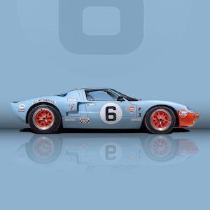 Ford GT40 in Gulf Colours No 6 Poster Print Original Art - Etsy