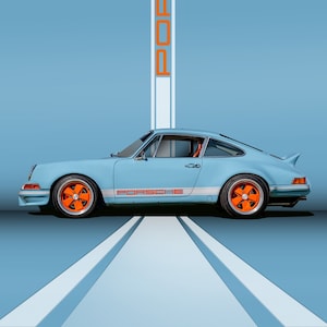Porsche 911 Retroworx 1989 Backdate in Gulf Colours Poster Print ...