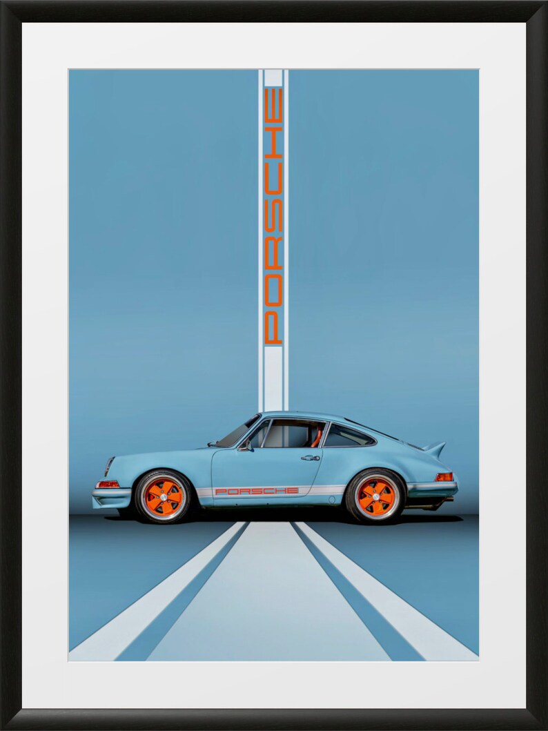 Porsche 911 Retroworx 1989 Backdate in Gulf Colours Poster Print ...