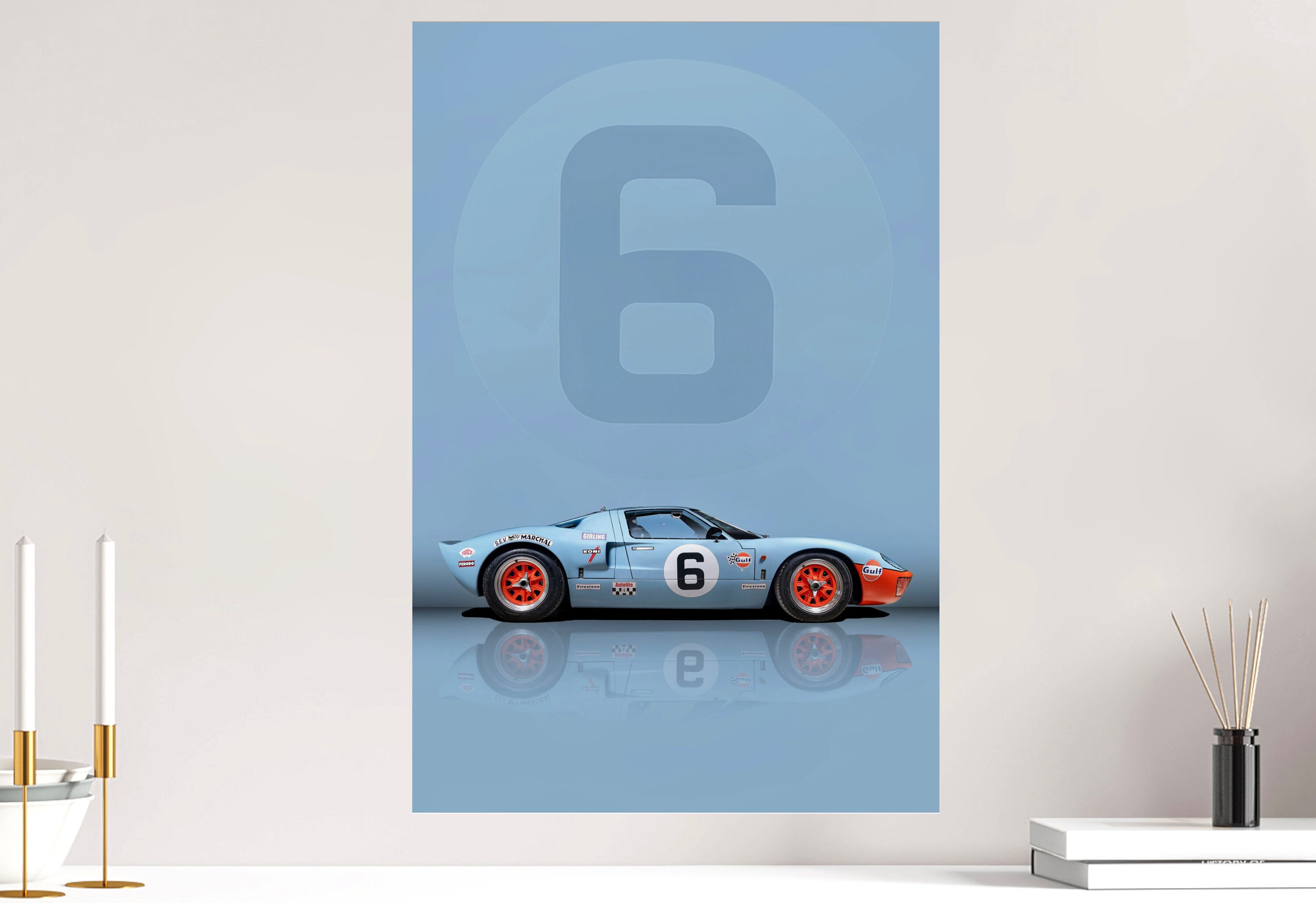 Ford GT40 in Gulf Colours No 6 Poster Print Original Art - Etsy