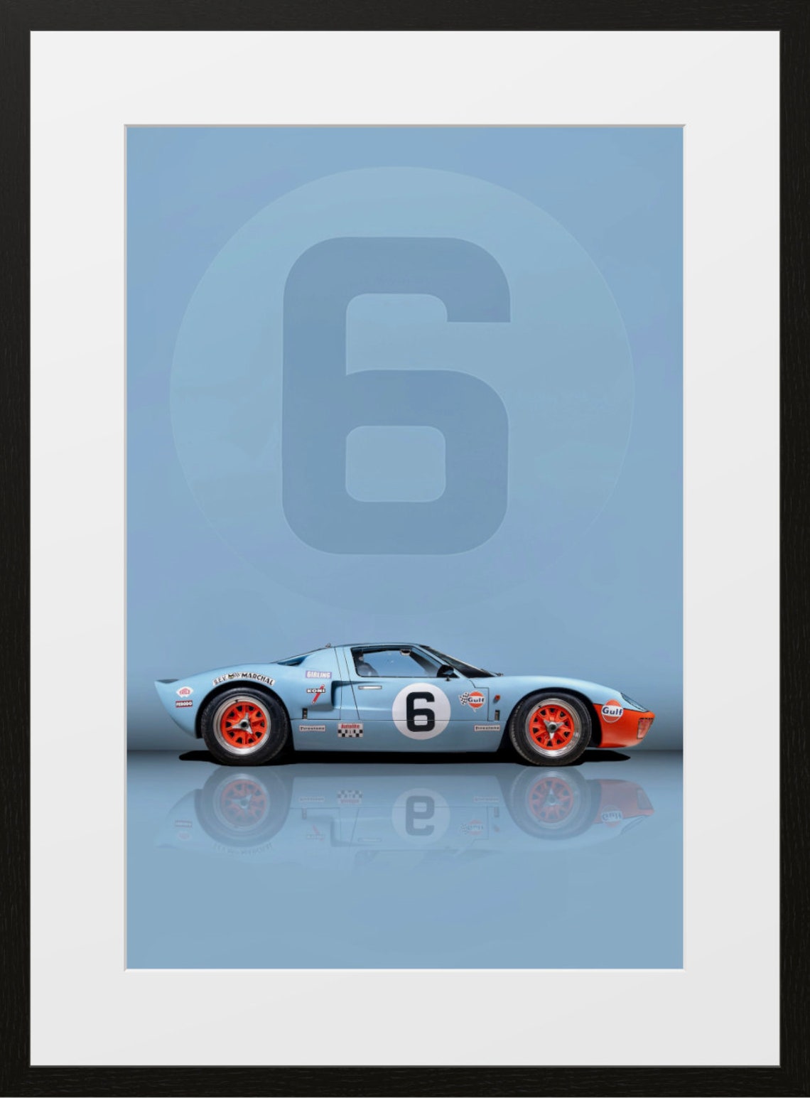 Ford GT40 in Gulf Colours No 6 Poster Print Original Art - Etsy