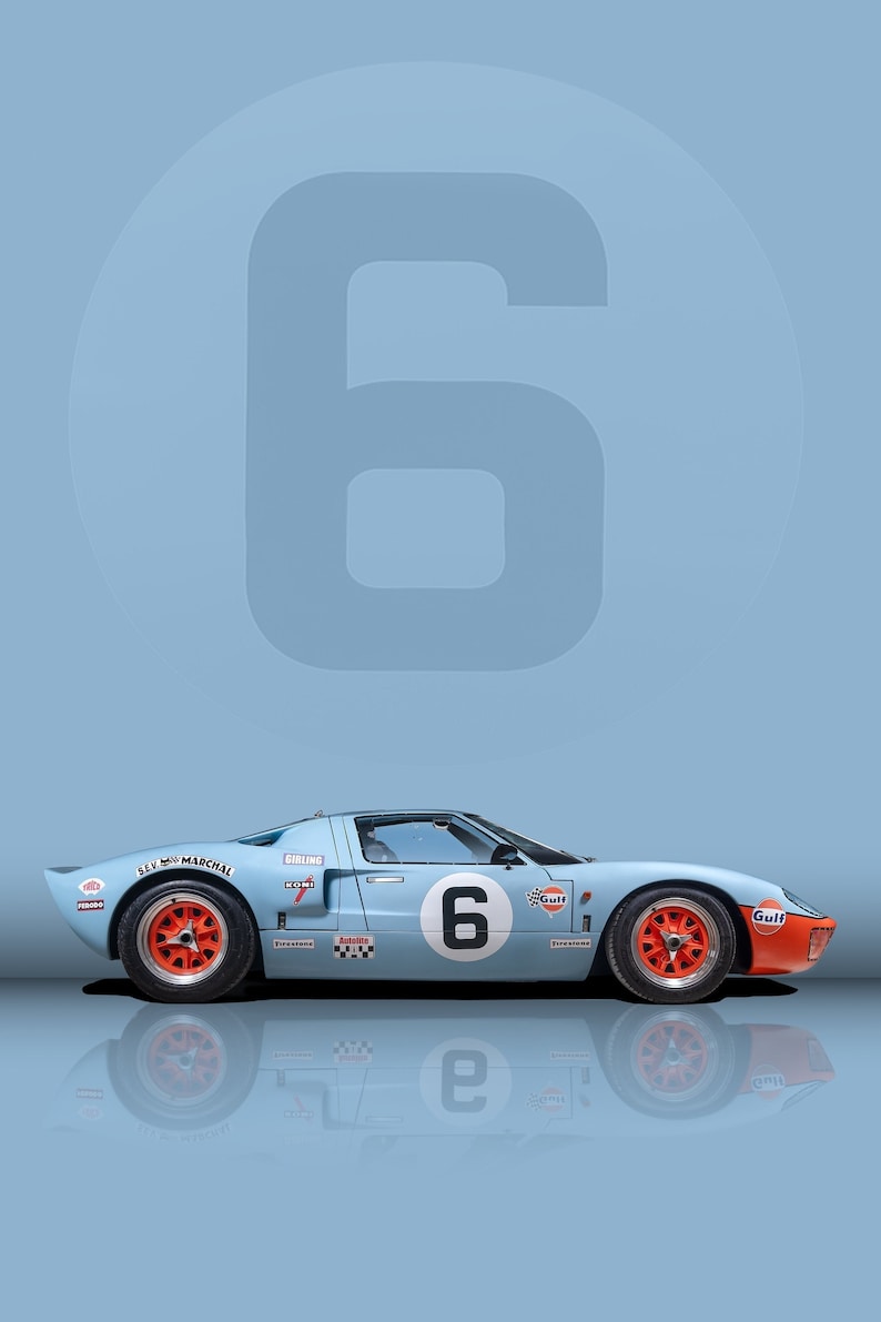 Ford GT40 in Gulf Colours No 6 Poster Print Original Art - Etsy