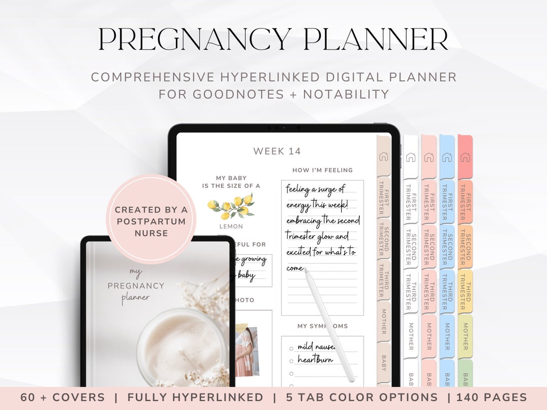 Digital Pregnancy Planner for New Mom, Hyperlinked Pregnancy Journal ...