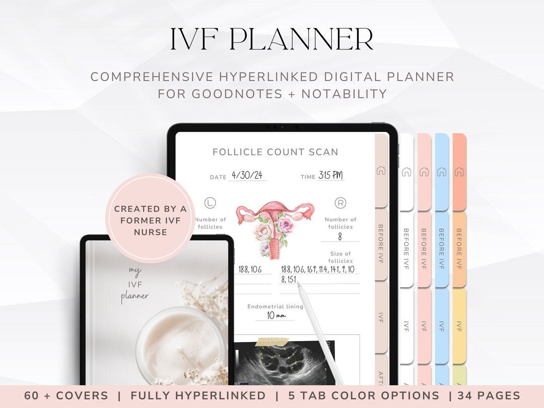 Digital IVF Planner for Fertility Treatment, Hyperlinked IVF Journal ...