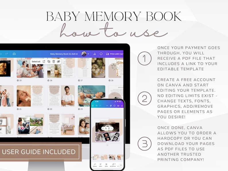 Digital Baby Keepsake Book Template, Printable First Year Baby ...
