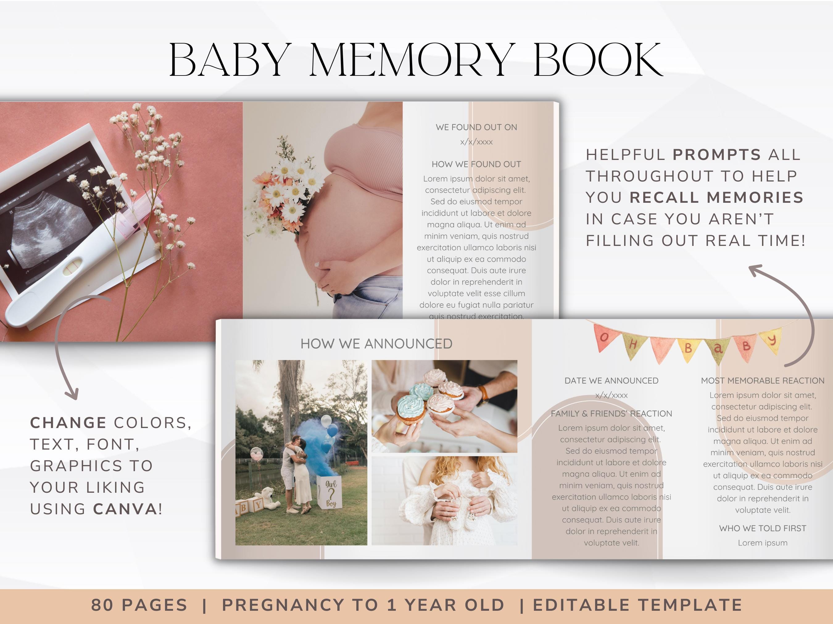 Digital Baby Keepsake Book Template, Printable First Year Baby ...