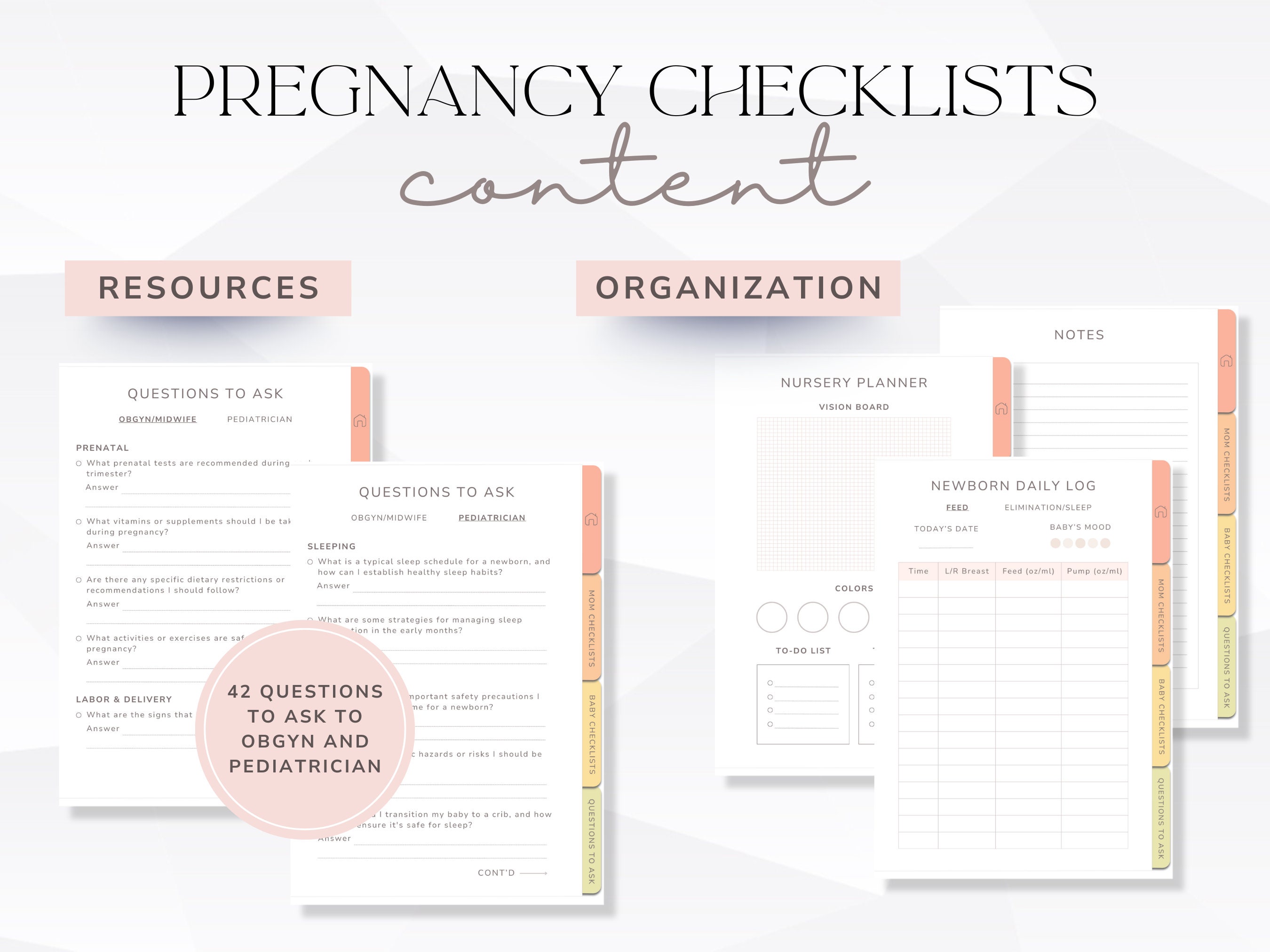 Pregnancy Checklist Bundle for New Mothers, Printable Mom and Baby ...