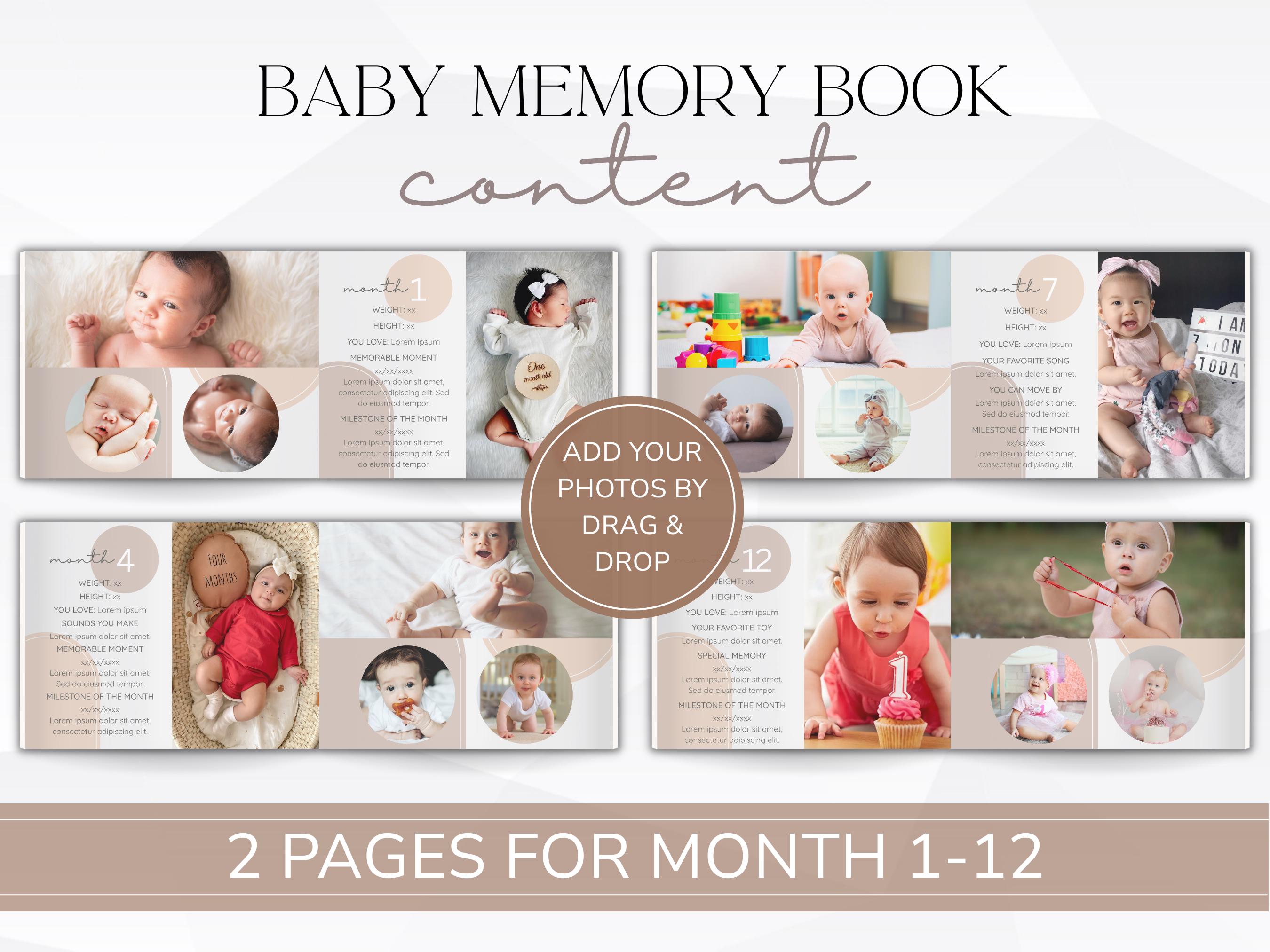 Digital Baby Keepsake Book Template, Printable First Year Baby ...