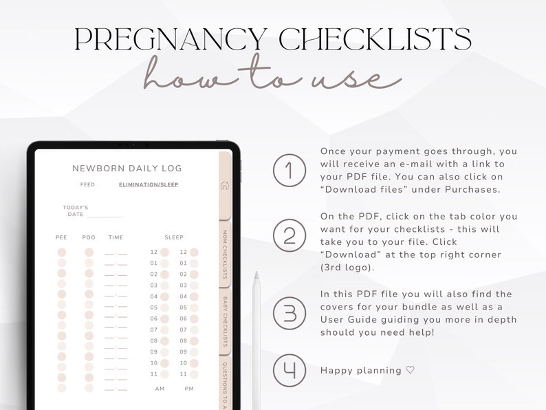 Pregnancy Checklist Bundle for New Mothers, Printable Mom and Baby ...