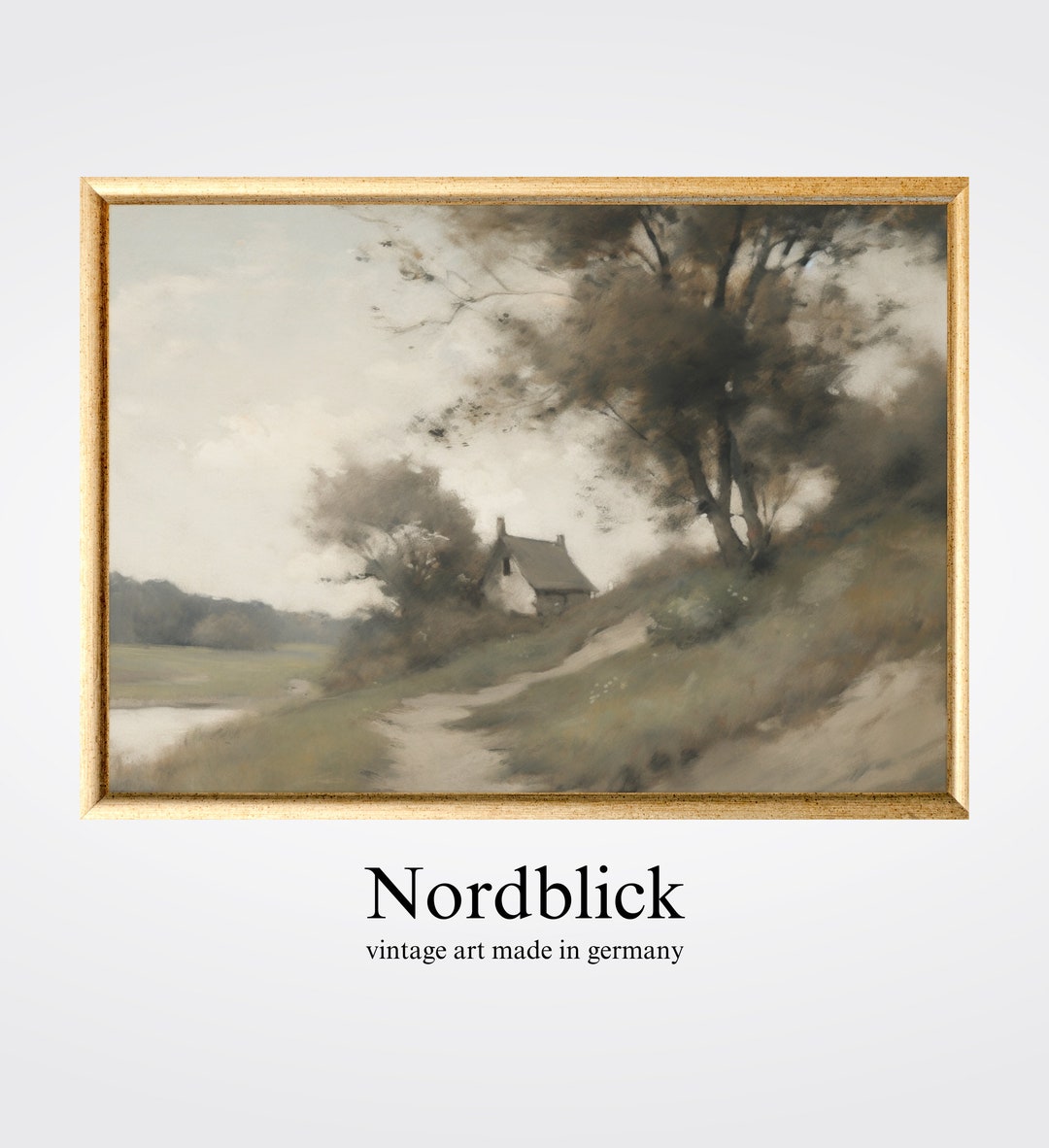 Rural Idyll: Nature Painting With Spring Meadow and Tree by the Wayside ...