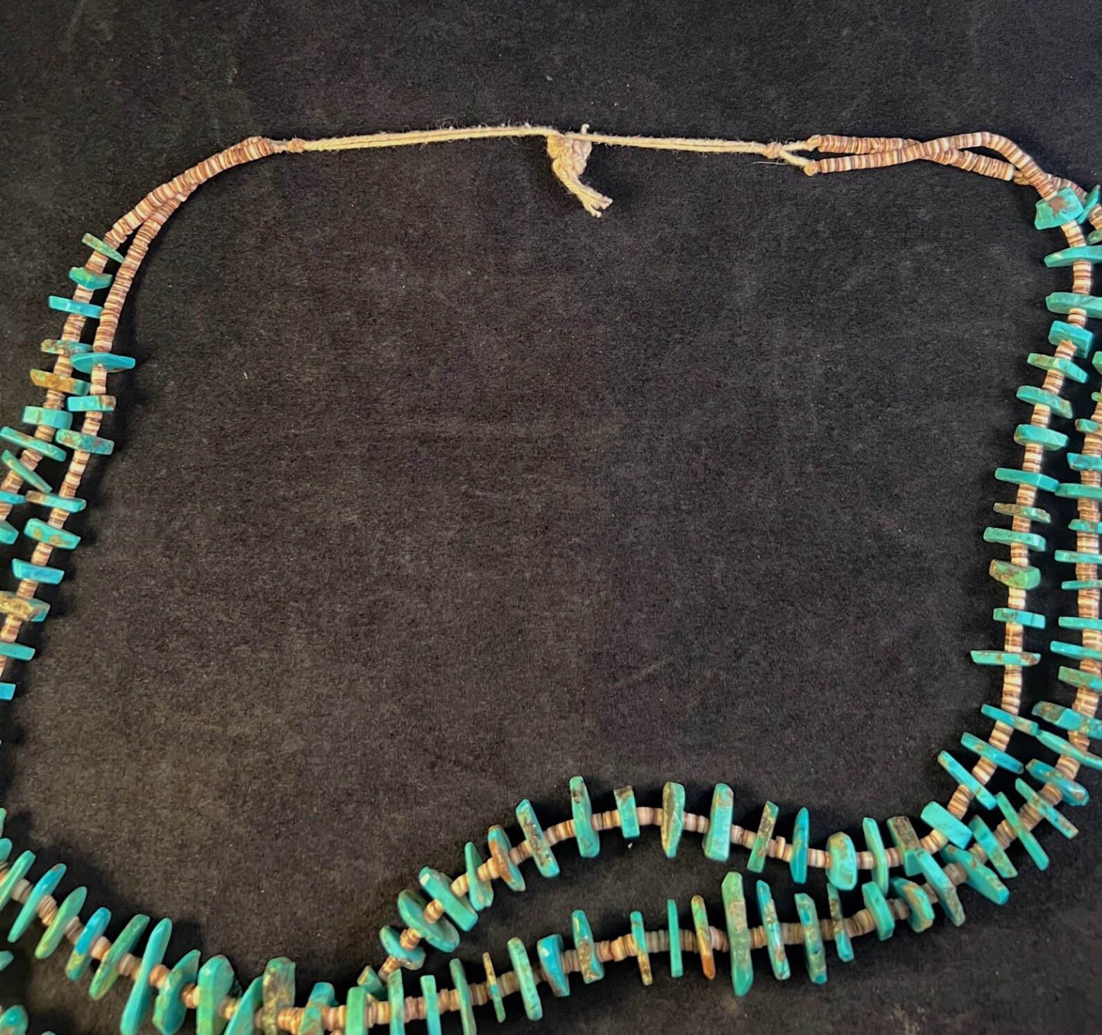 Navajo Turquoise and Heishi Shell Bead Double Strand Necklace 31" Long ...