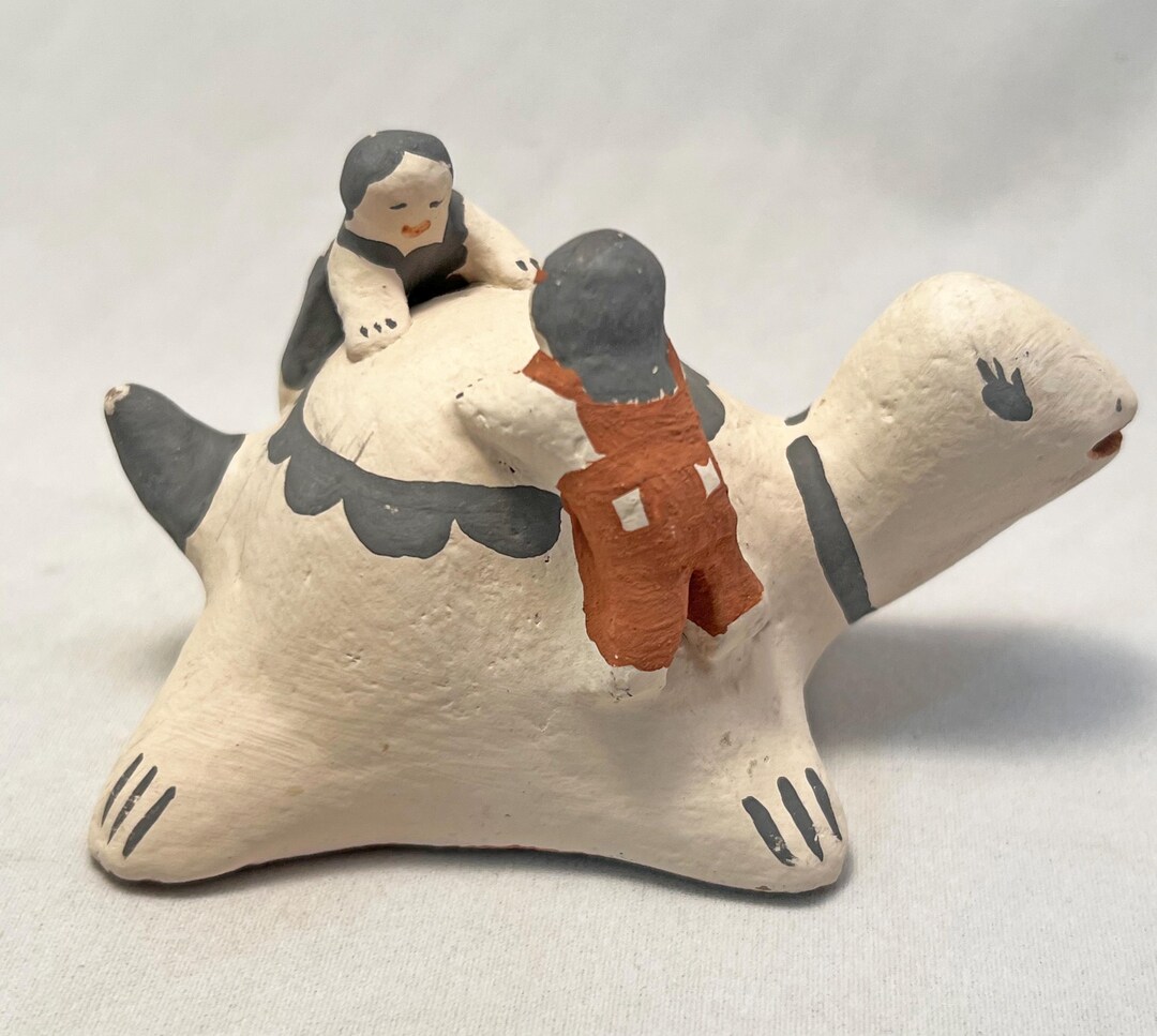 Marie Suina Pottery Storyteller Turtle With 2 Children Cochiti Pueblo ...