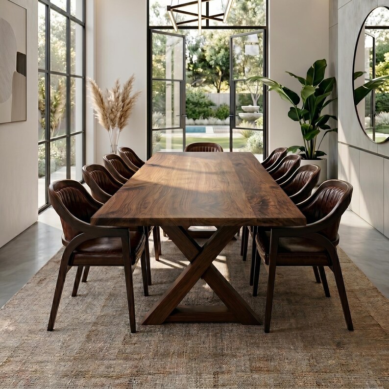 Solid Walnut Dining Table, Farmhouse Style, Rustic Wood Furniture ...