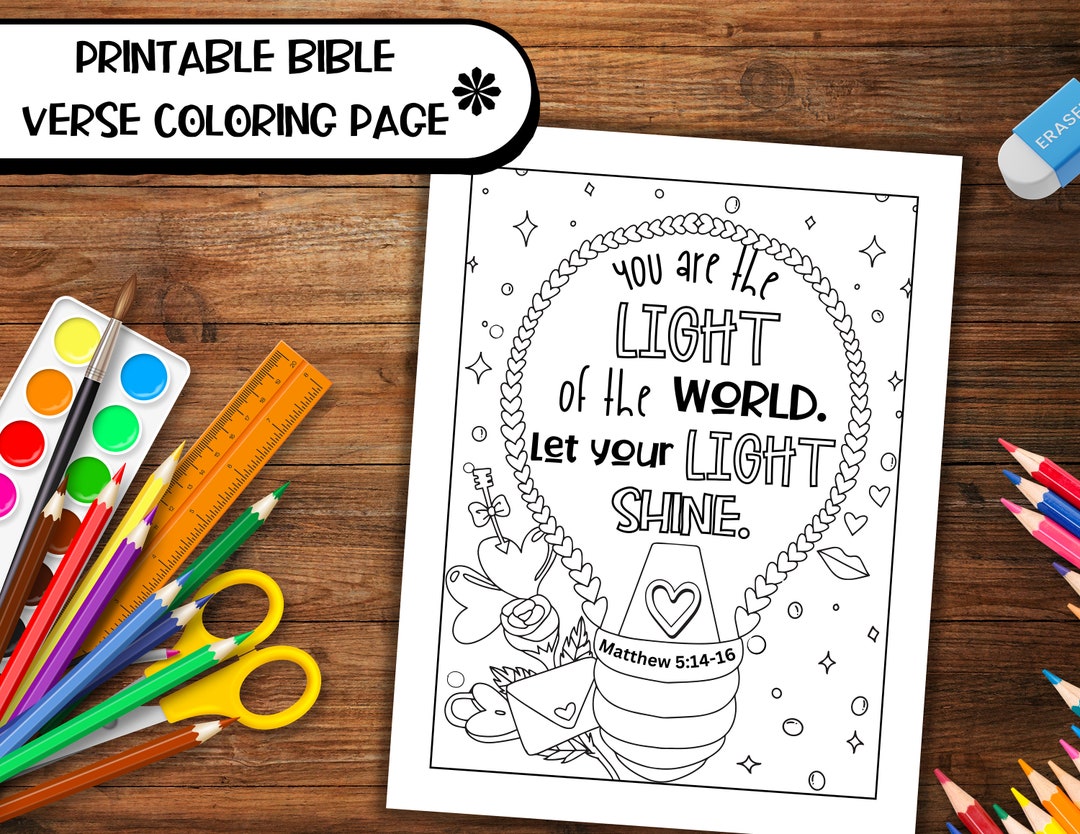 Printable Bible Verse Coloring Page Matthew 5:14-16 Bible - Etsy