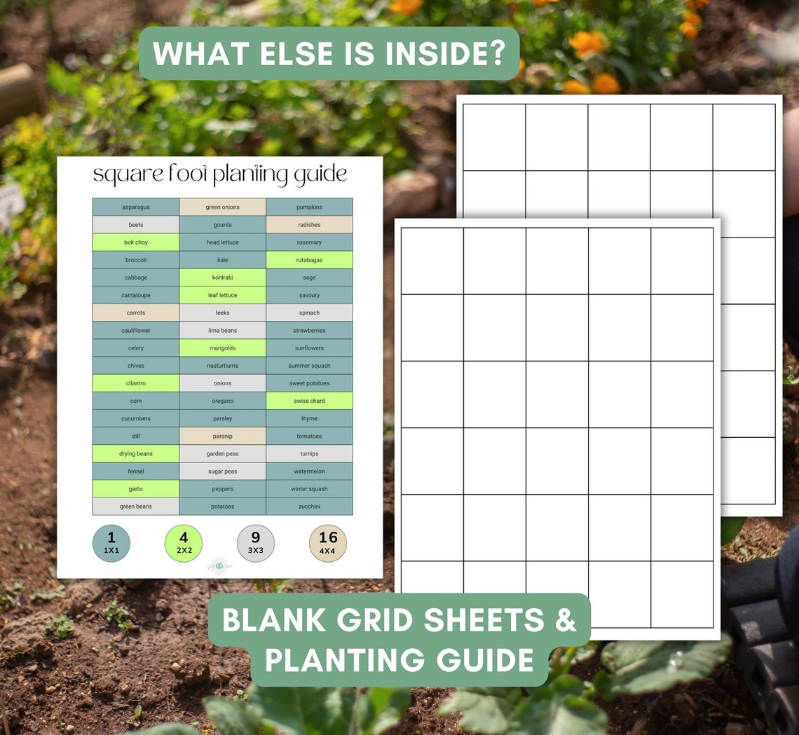 Printable Square Foot Garden Grid Instant Download PDF Backyard Garden ...