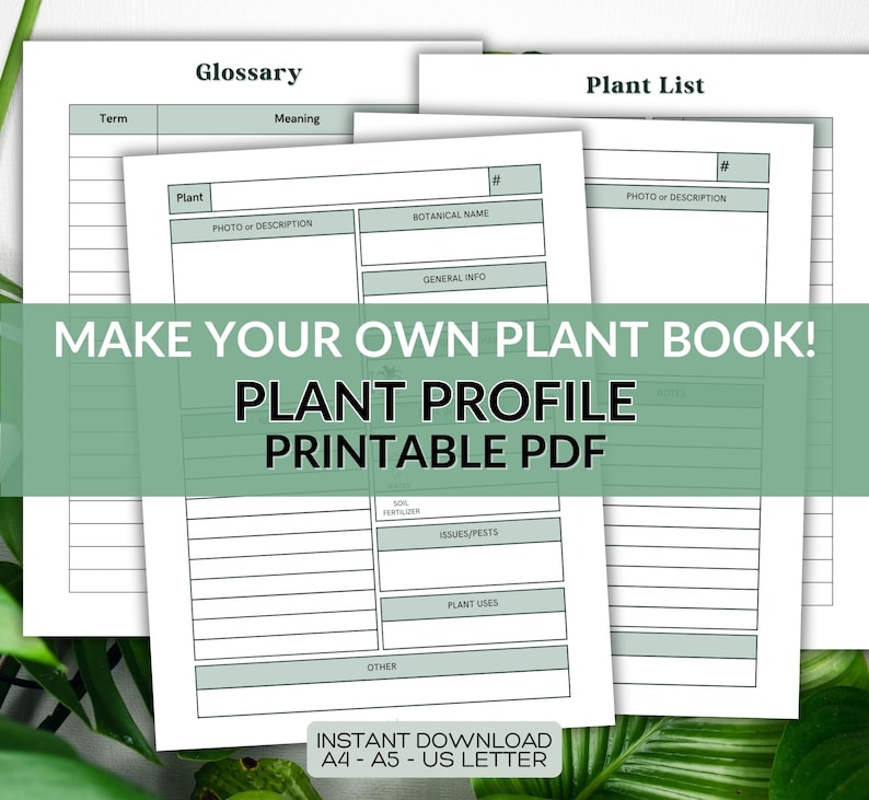 Houseplant Profile Page Printable Garden Planner Instant Download PDF ...
