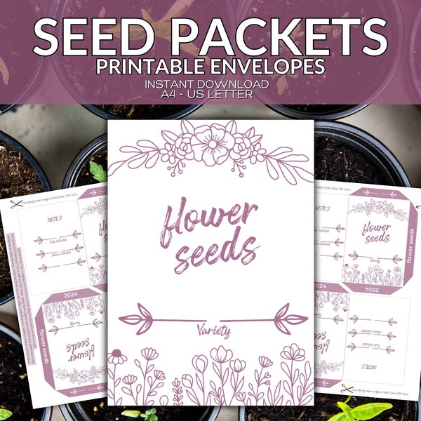 Printable Herb Seed Envelopes DIY Seed Packets Seed Storage Seed Saving ...
