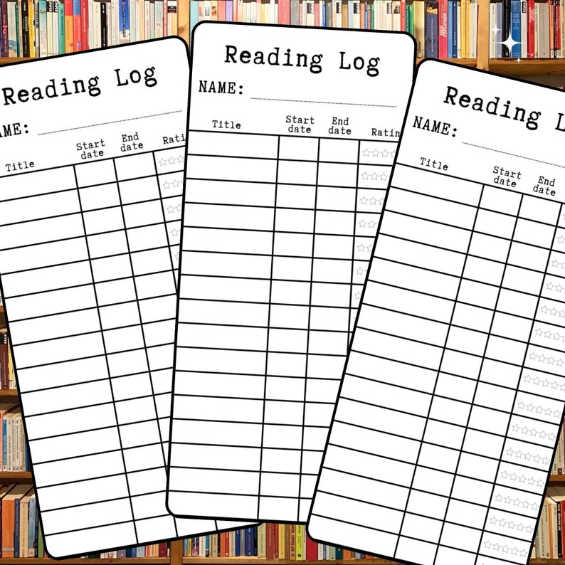 Reading Log Bookmarks Printable PDF Download - Library Card Book Mark ...