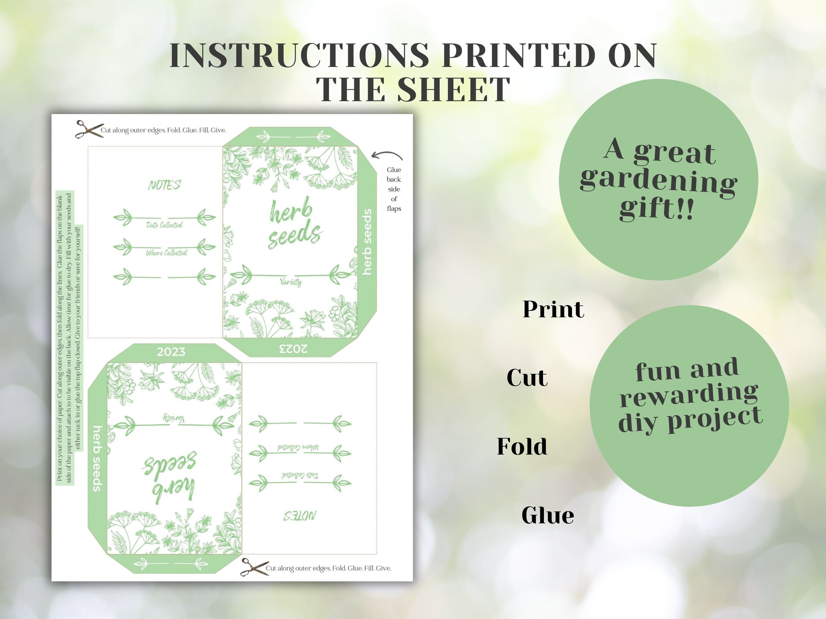 Printable Herb Seed Envelopes DIY Seed Packets Seed Storage - Etsy