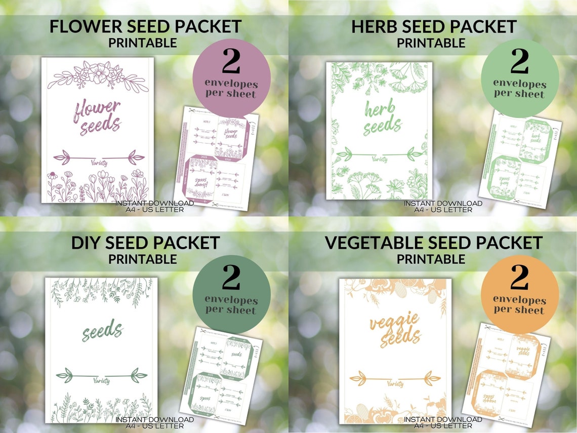 Printable Seed Envelopes DIY Seed Packets Seed Storage Seed Saving ...