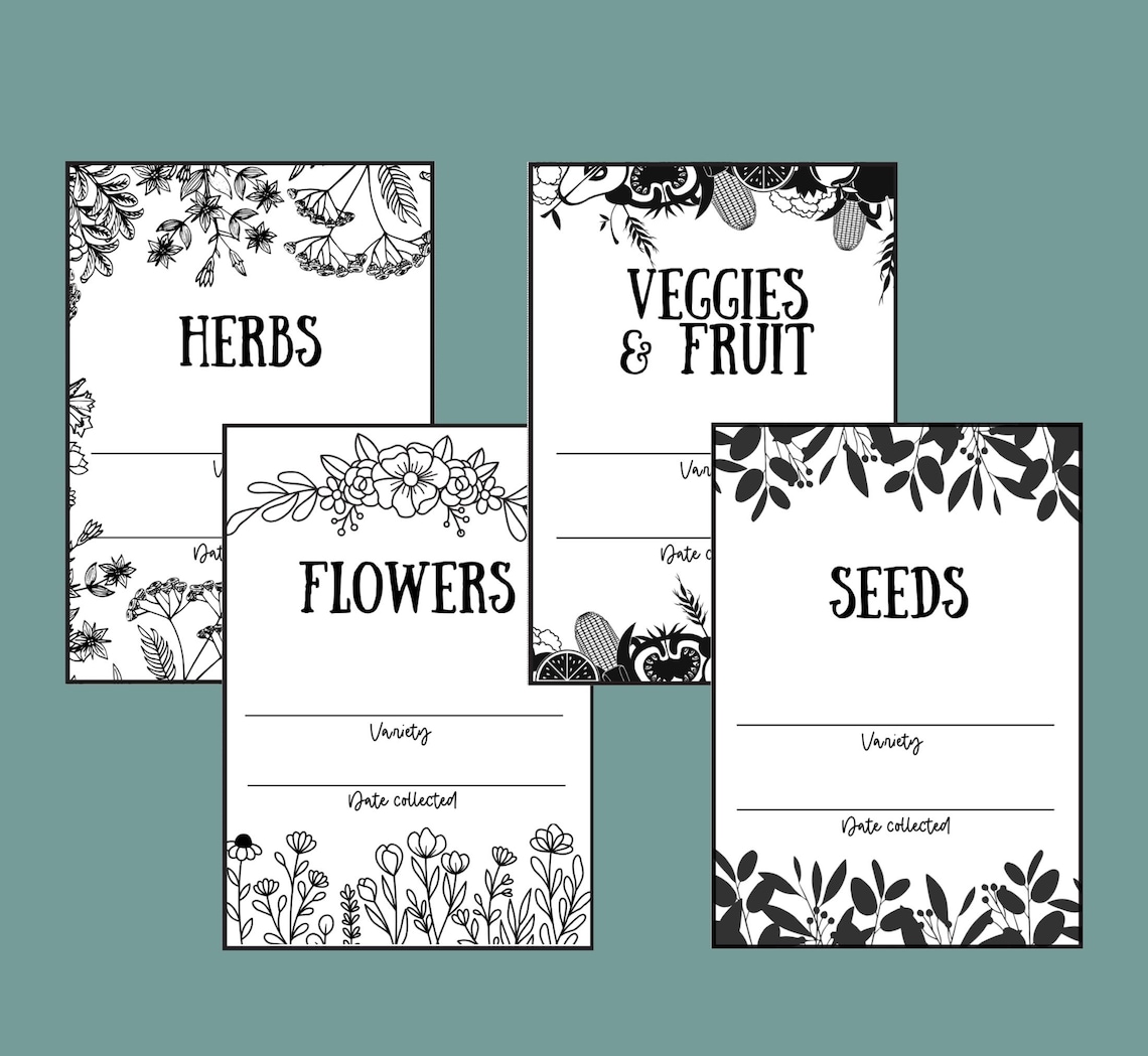 Printable Seed Envelopes: DIY Seed Packets, Herb, Flower, Veggie (PDF ...