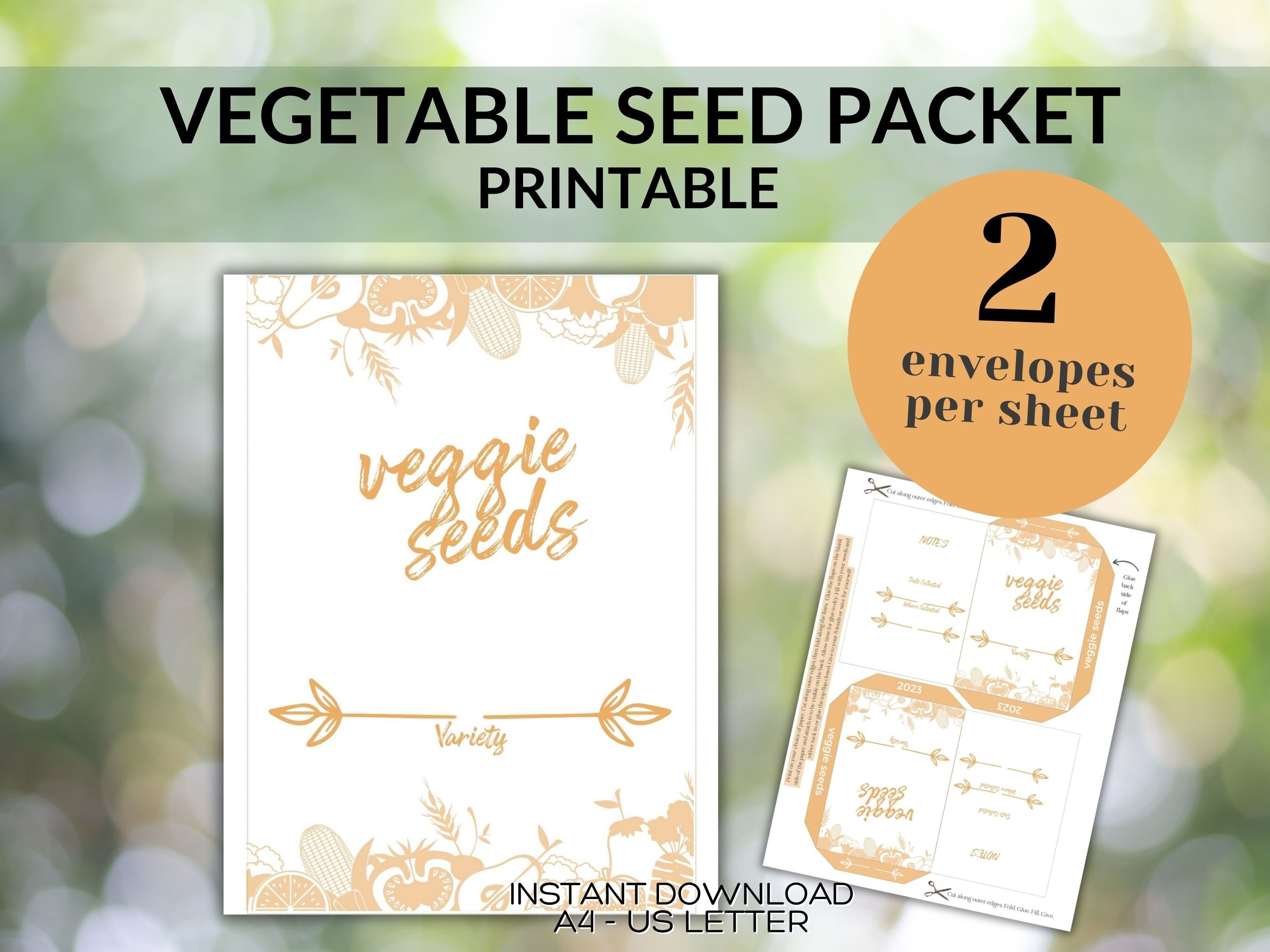 Printable Vegetable Seed Envelopes DIY Seed Packets Seed - Etsy