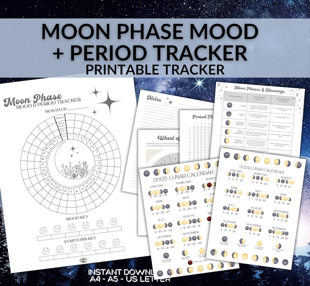Moon Phase Period Tracker Printable: Circular Mood Chart (PDF Download ...