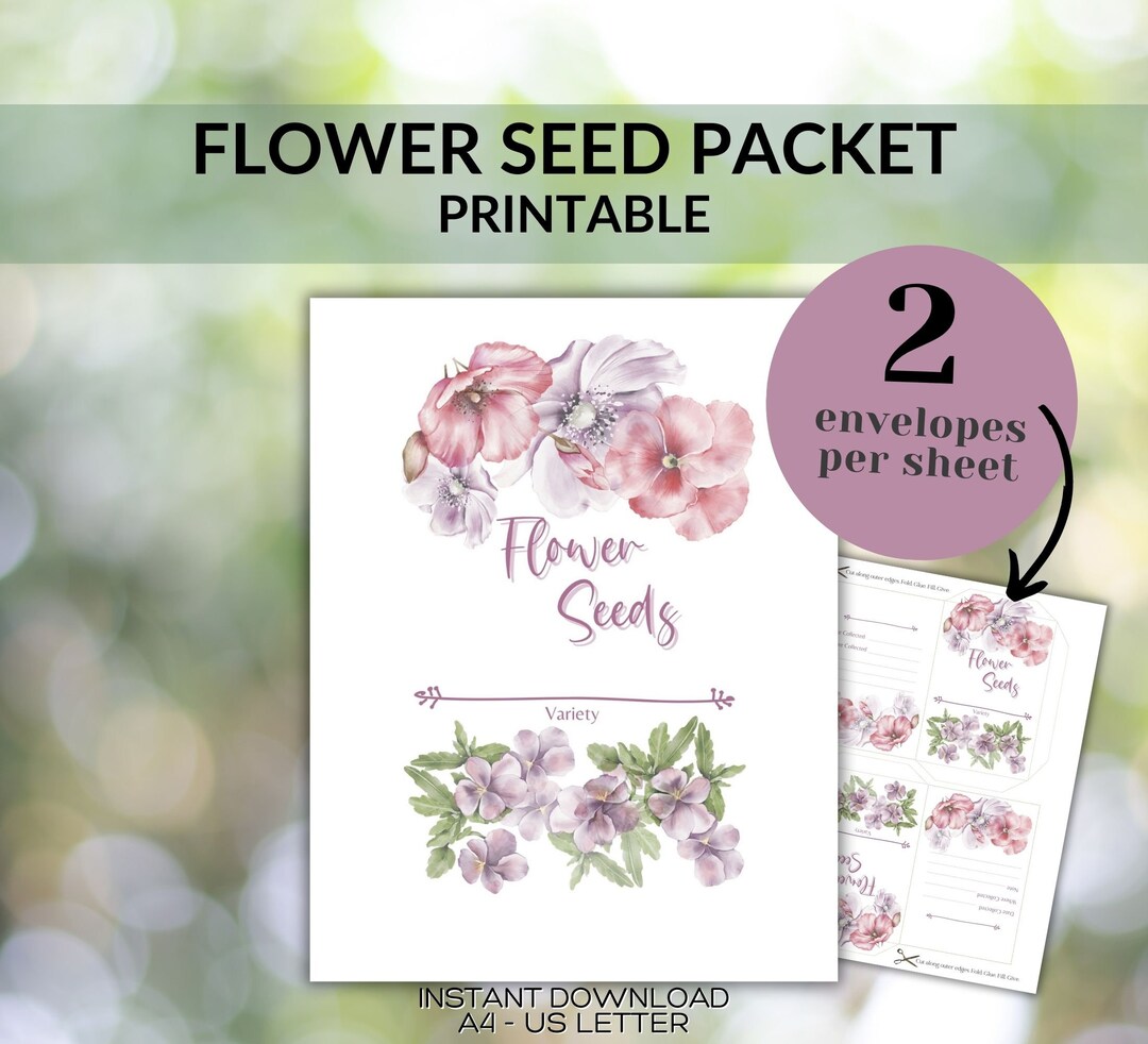 DIY Watercolour Flower Seed Packet Printable Envelopes - Etsy