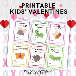 Printable Bug-themed Valentine Cards for Kids Insect Jokes Valentine's ...