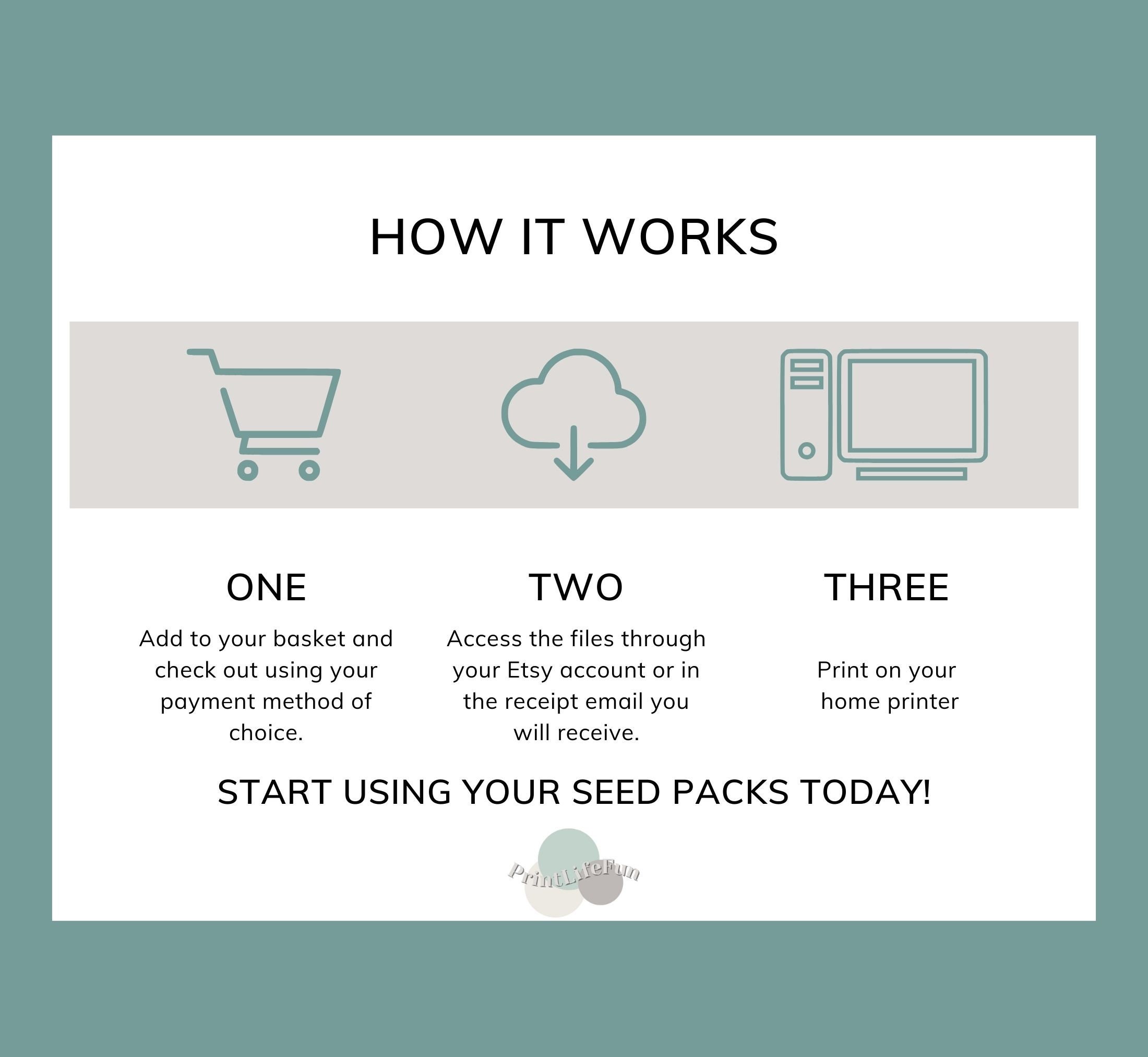 Printable Seed Envelopes: DIY Seed Packets, Herb, Flower, Veggie (PDF ...