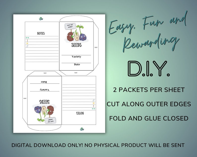 Printable Seed Envelopes DIY Seed Packets Seed Storage Seed - Etsy