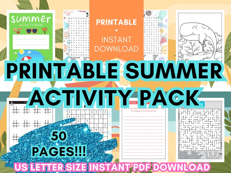 Printable Summer Activities, Kids Colouring for Summer, Summer Word ...