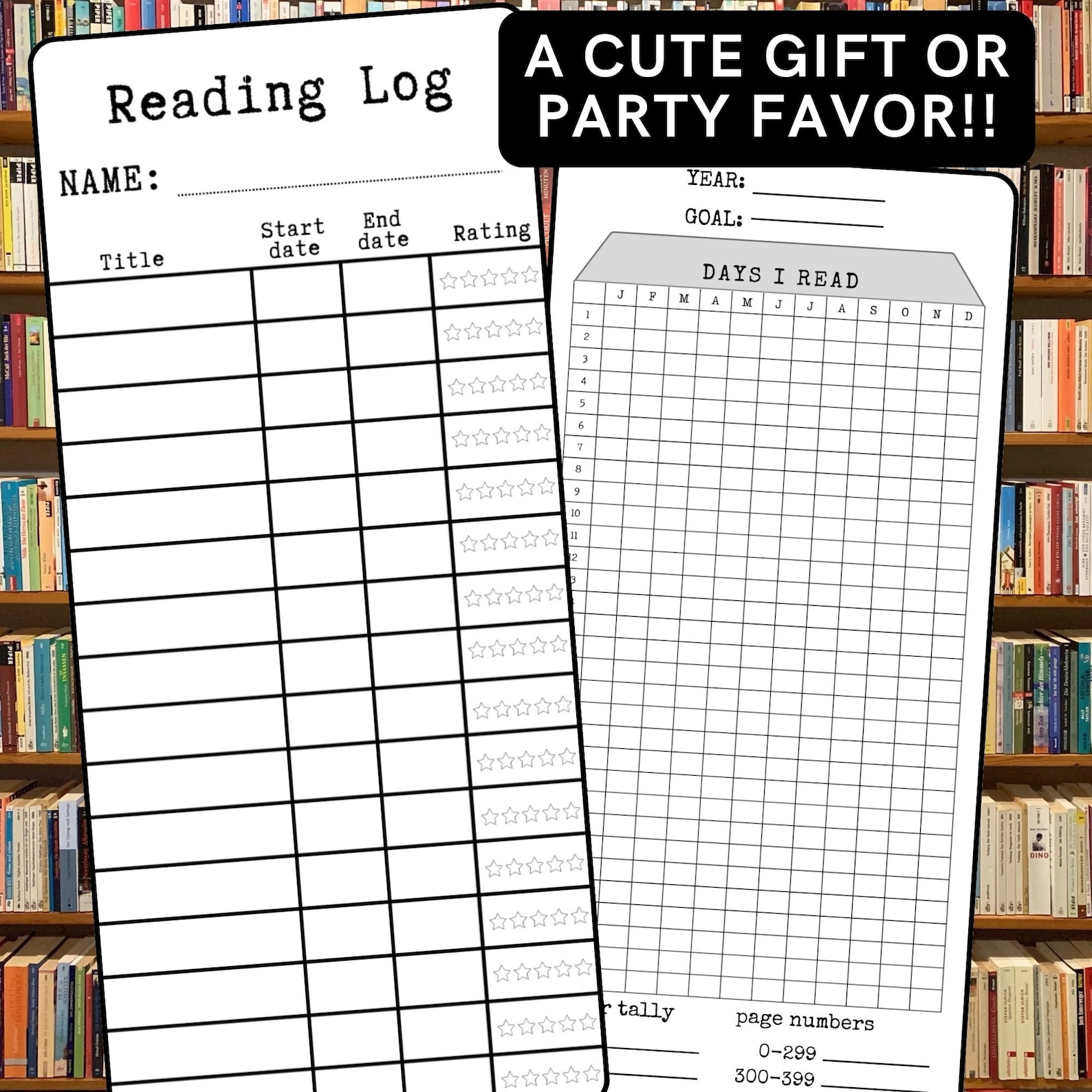 Reading Log Bookmarks With Reading Tracker - Printable PDF Download - Library Card Book Mark - Etsy